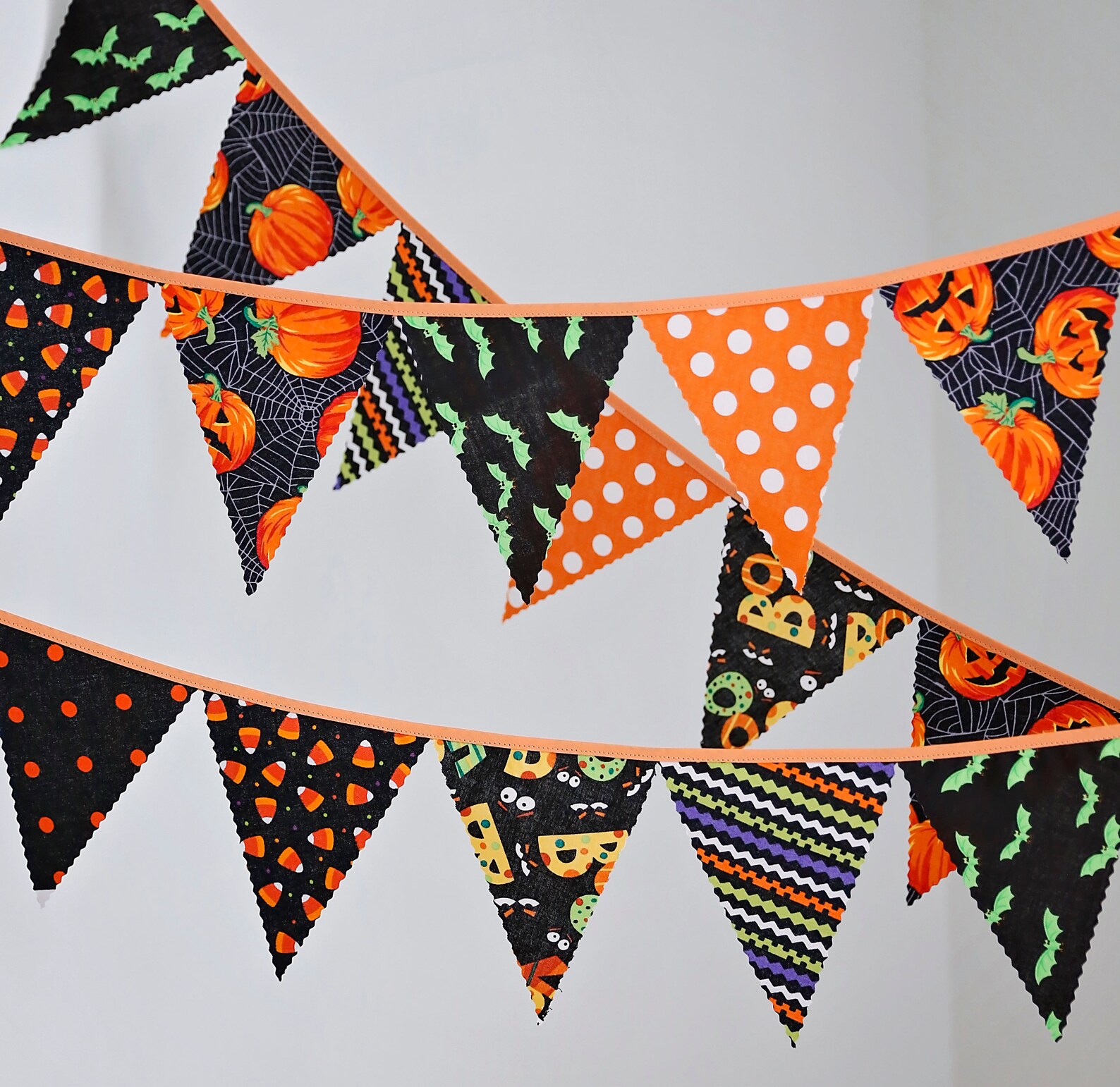 Halloween Mini Pennant Fabric Banner Bunting in Orange and | Etsy