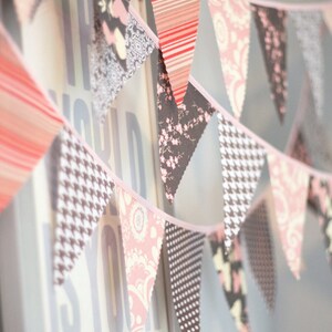 Mini Pennant Fabric Banner - Bunting in Pale Pink and Gray Prints ...