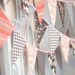 Mini Pennant Fabric Banner - Bunting in Pale Pink and Gray Prints ...