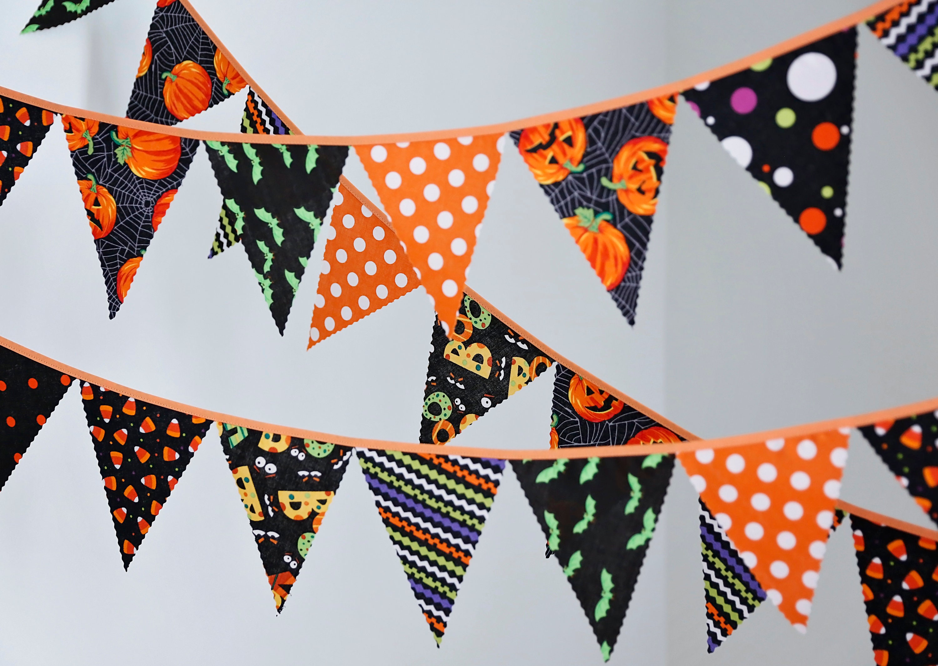 Halloween Mini Pennant Fabric Banner Bunting in Orange and | Etsy