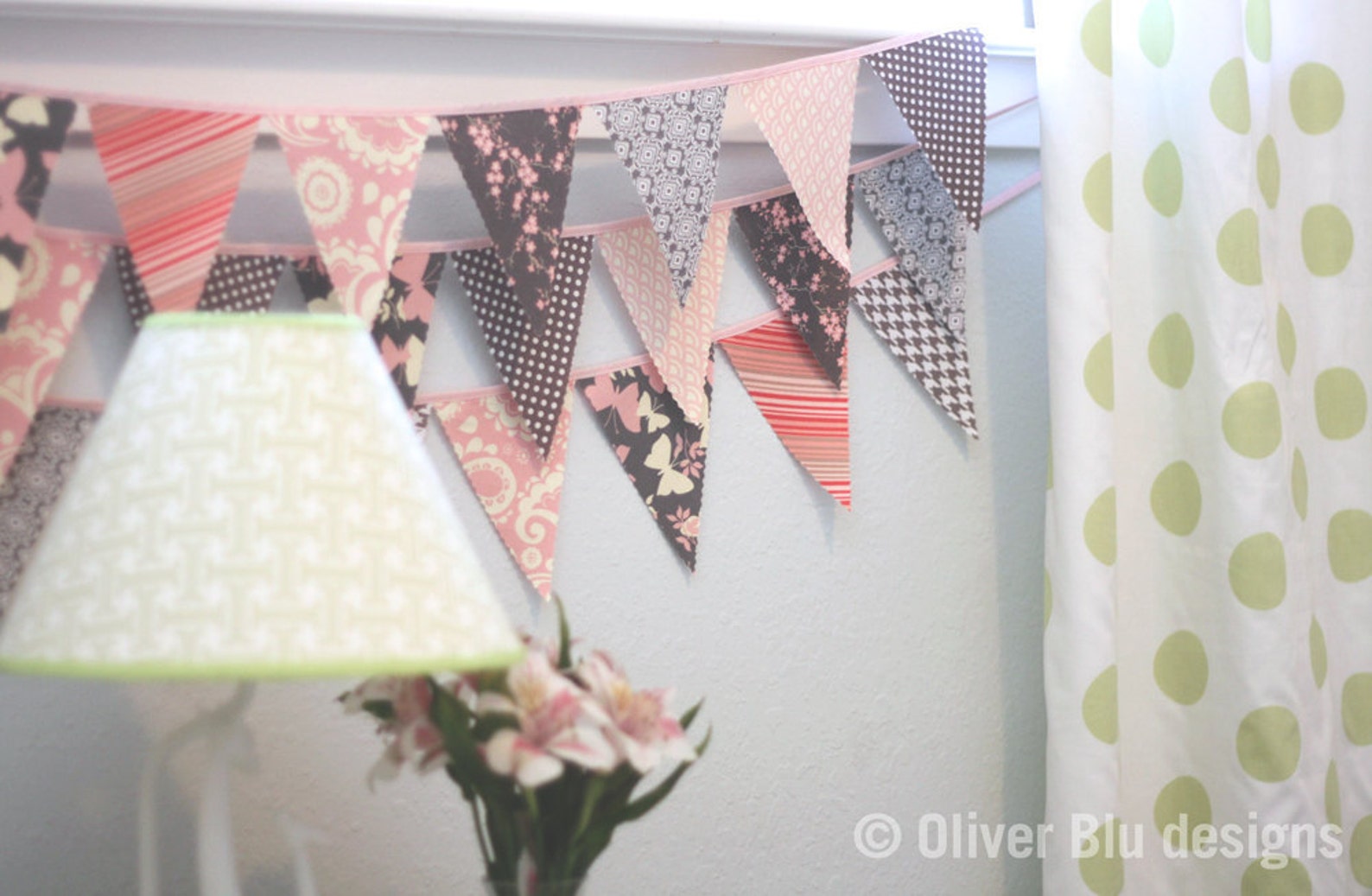 Mini Pennant Fabric Banner Bunting in Pale Pink and Gray - Etsy