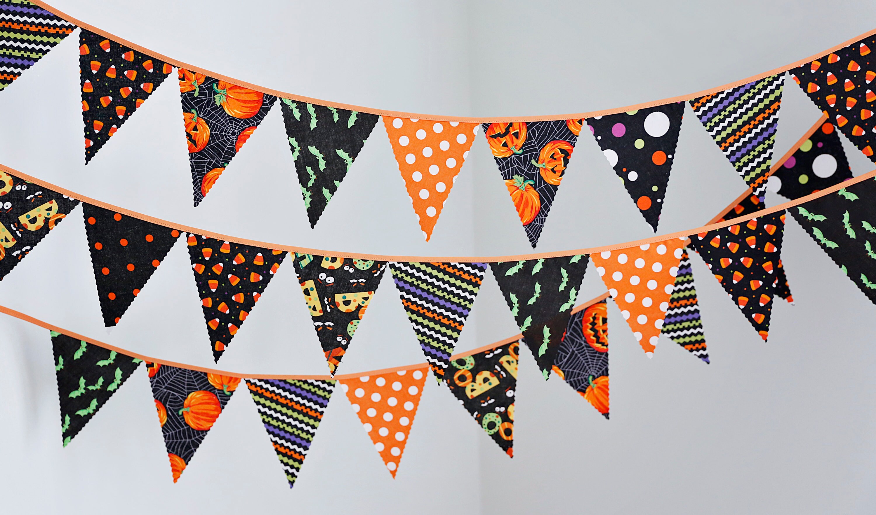 Halloween Mini Pennant Fabric Banner Bunting in Orange and | Etsy