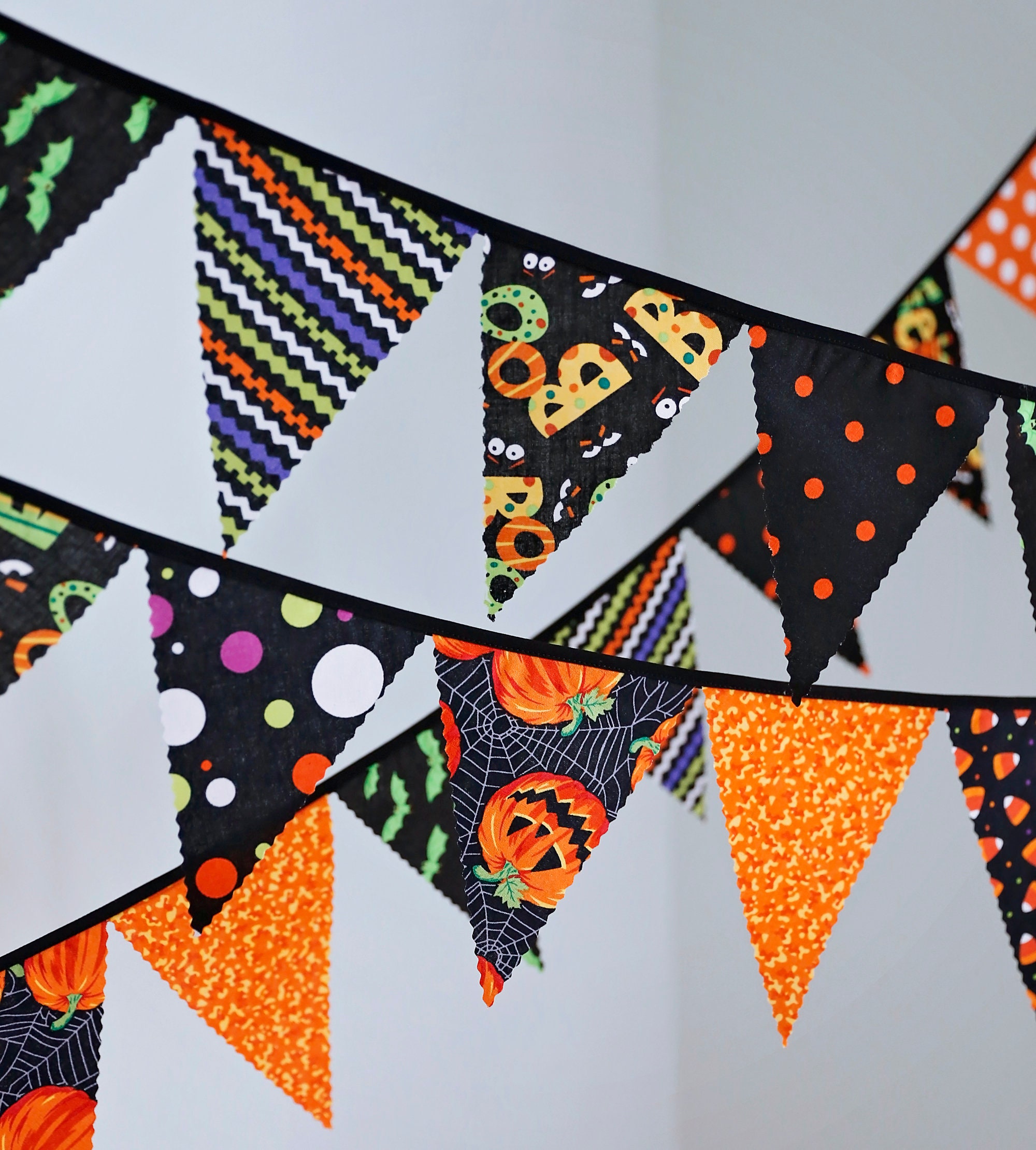 Halloween Mini Pennant Fabric Banner Bunting in Black and | Etsy