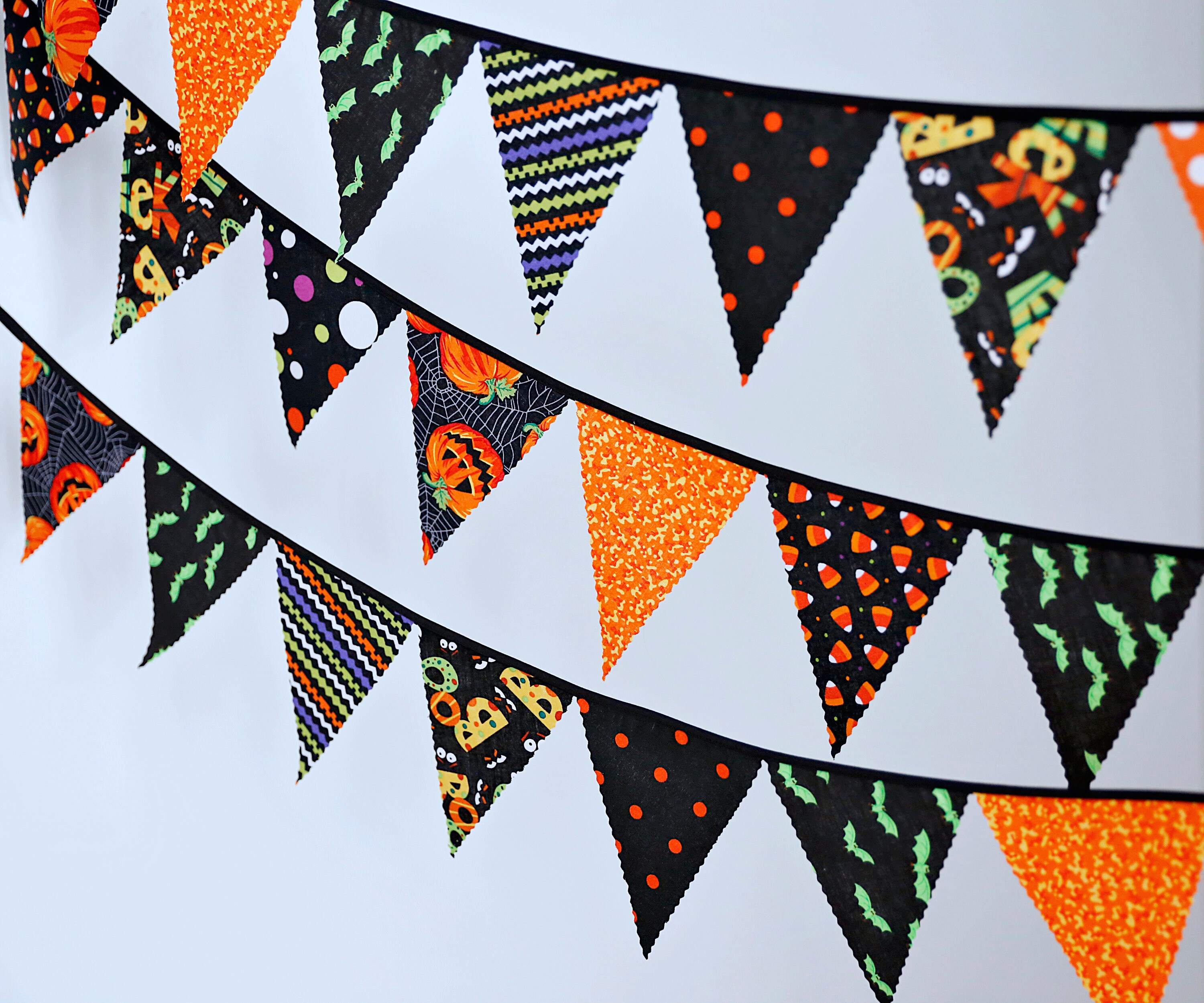 Halloween Mini Pennant Fabric Banner Bunting in Orange and | Etsy