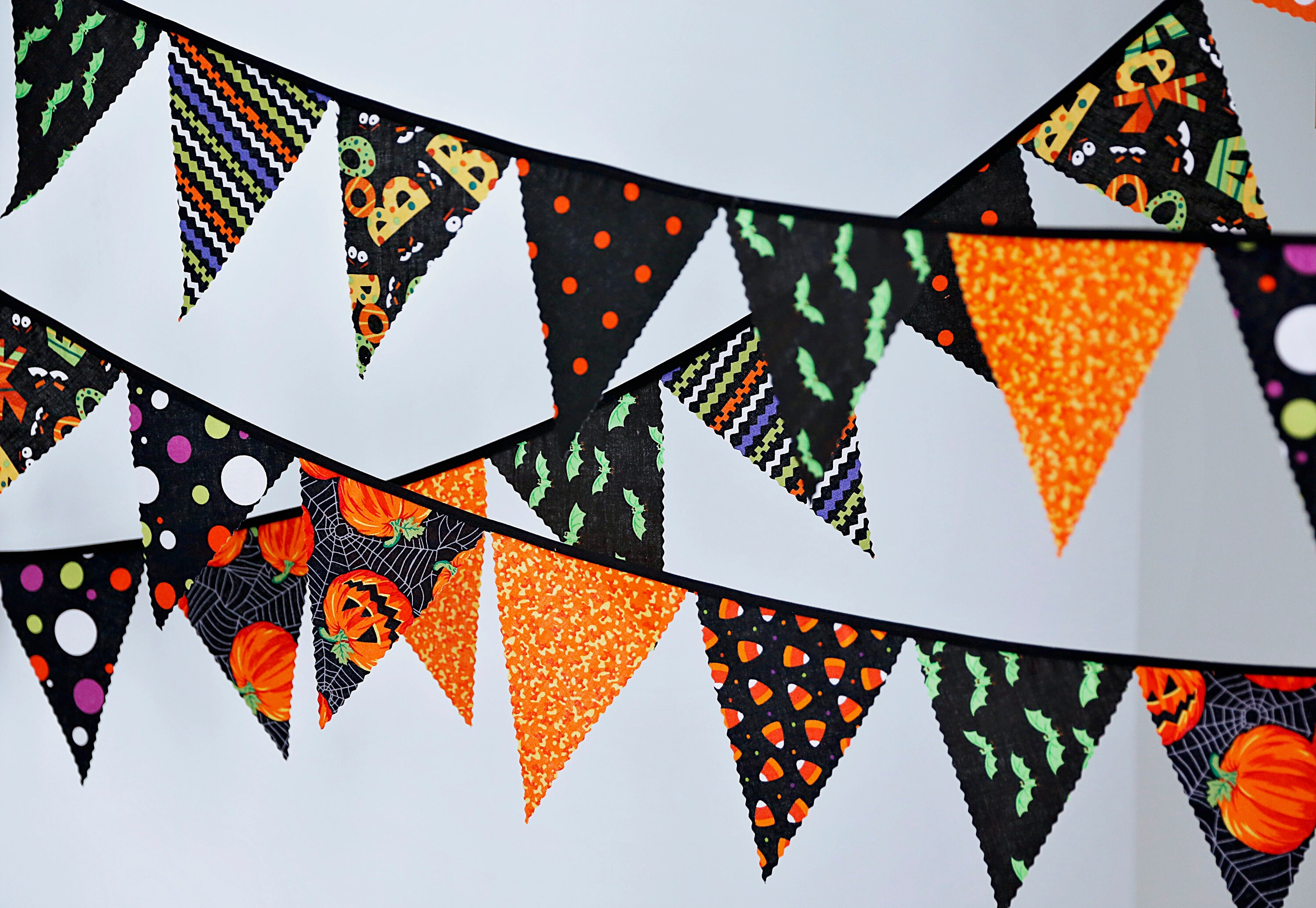 Halloween Mini Pennant Fabric Banner Bunting in Orange and | Etsy