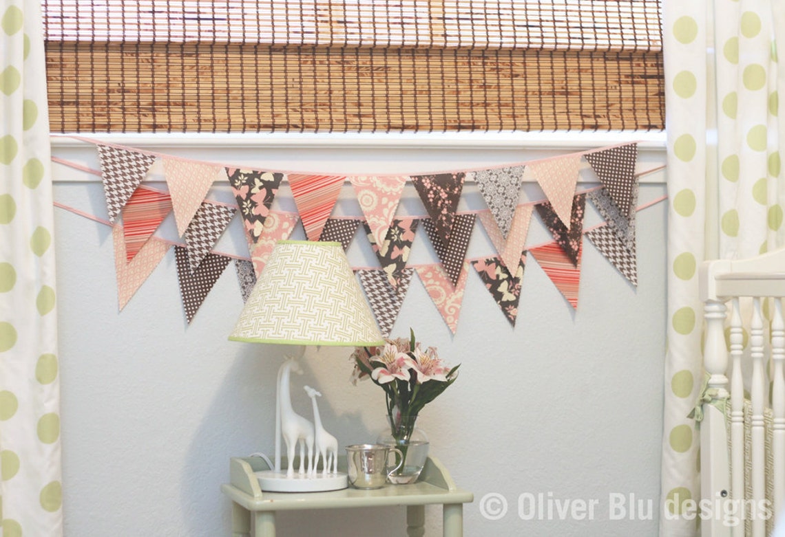 Mini Pennant Fabric Banner Bunting in Pale Pink and Gray - Etsy