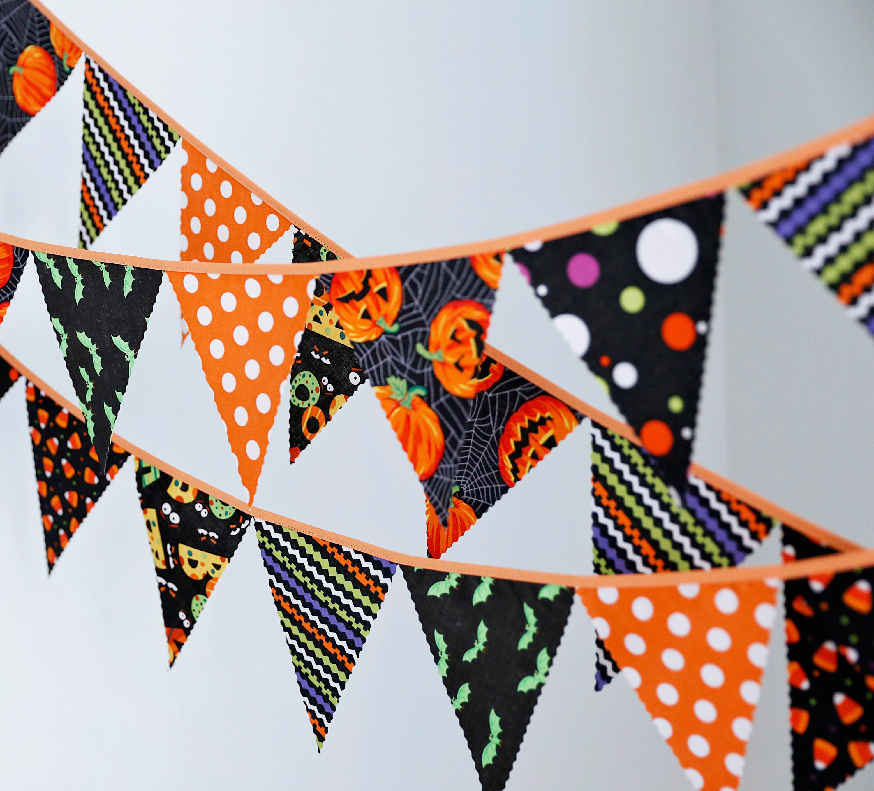 Halloween Mini Pennant Fabric Banner Bunting in Orange and | Etsy