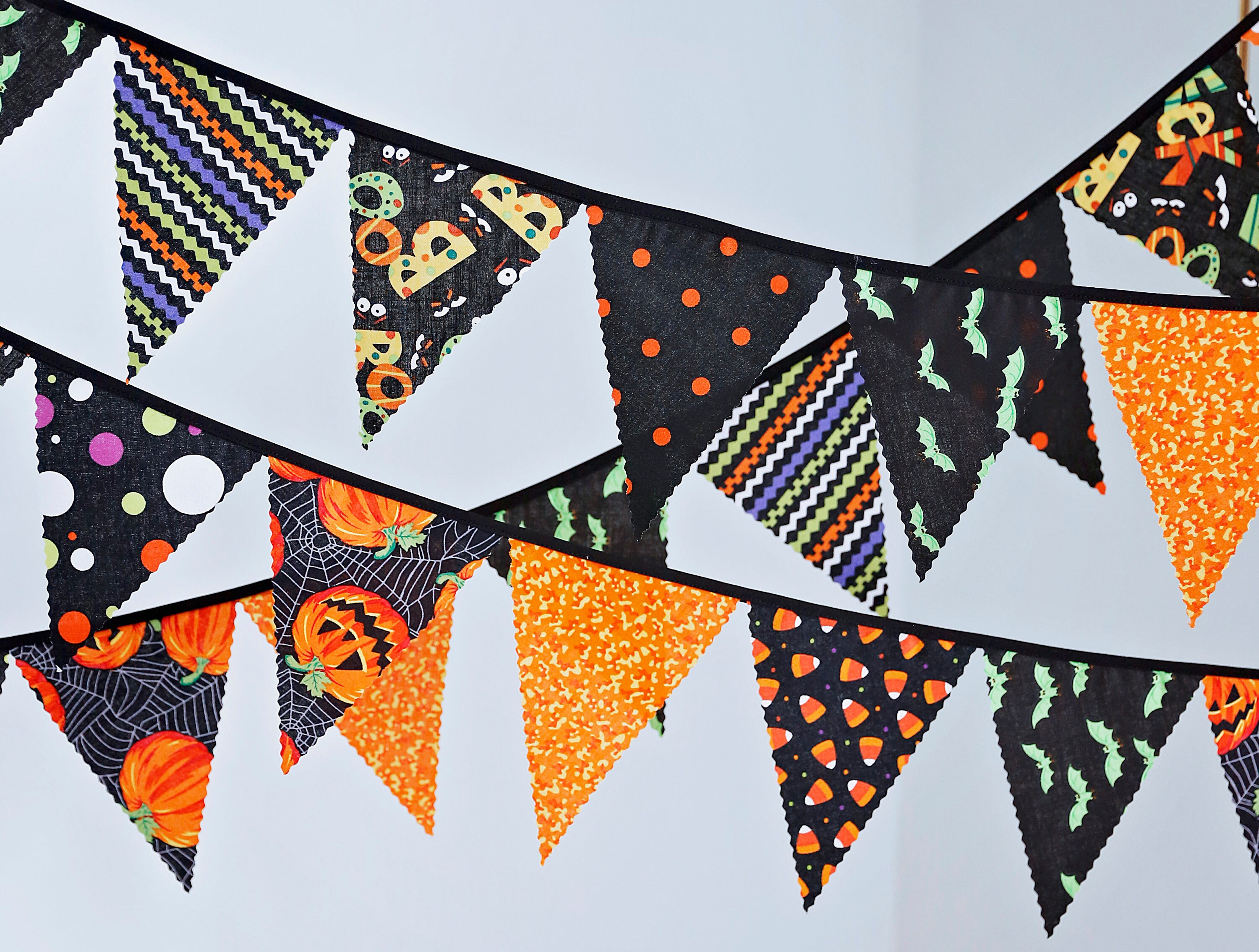 Halloween Mini Pennant Fabric Banner Bunting in Black and | Etsy