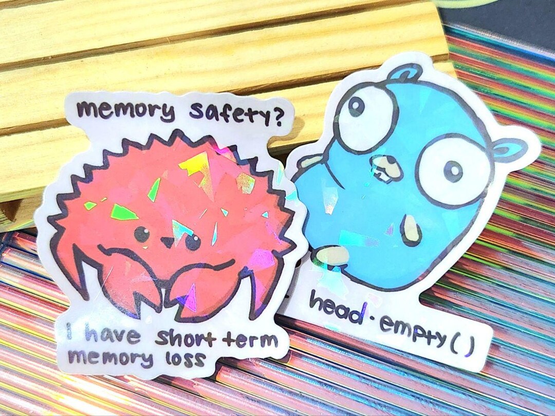 Rust Rustacean / Golang Gopher Programming Mascot Holographic Stickers - Etsy