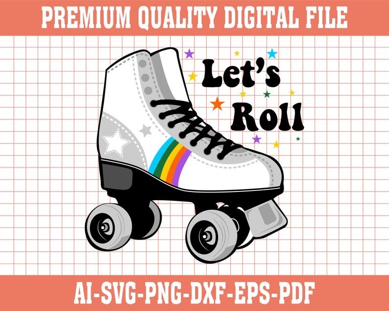 Let's Roll SVG | Birthday Party SVG | Skating Birthday Cut File | Retro ...