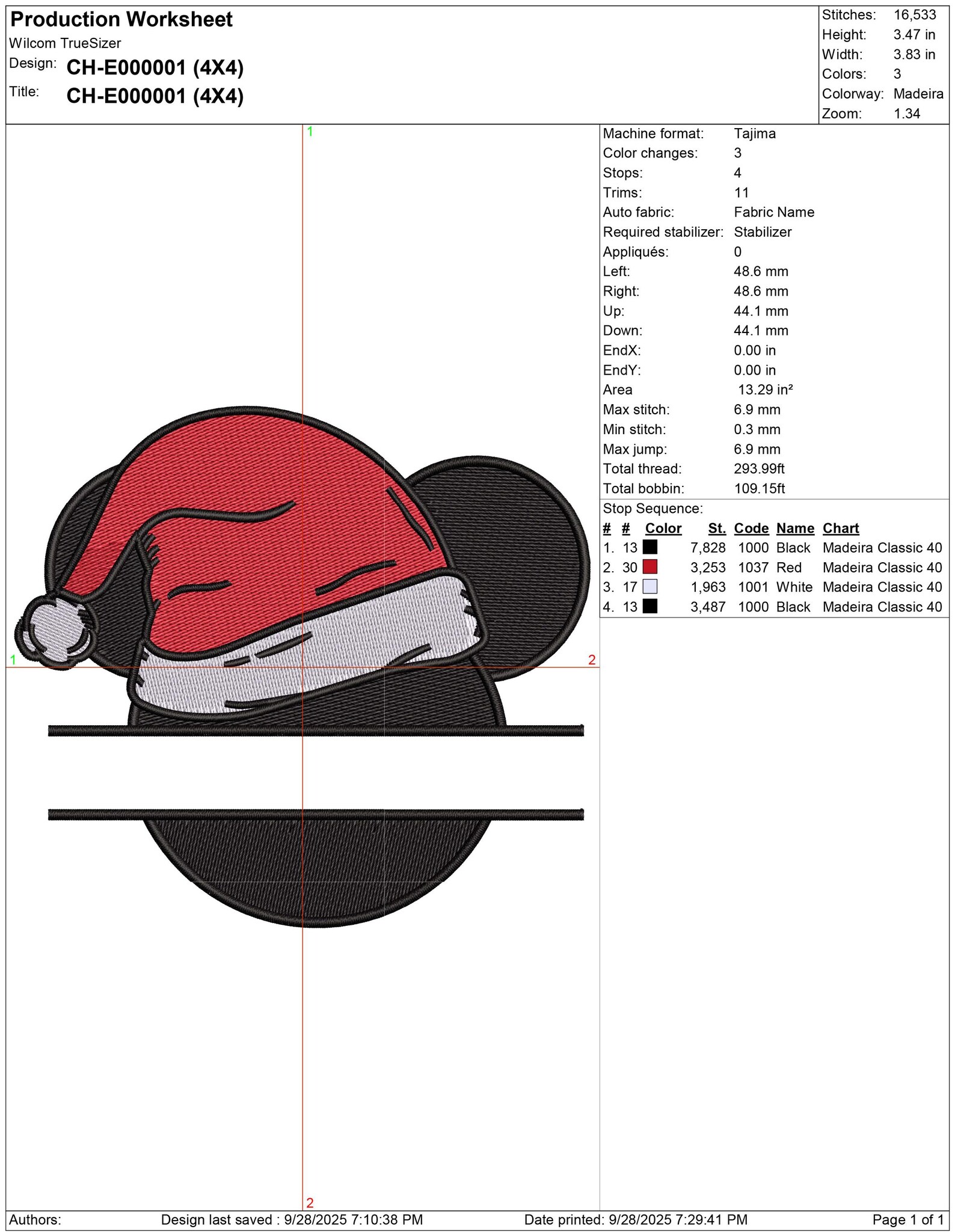 Mickey Mouse Santa Hat Embroidery Design | Christmas Face (4 Hoop Sizes ...