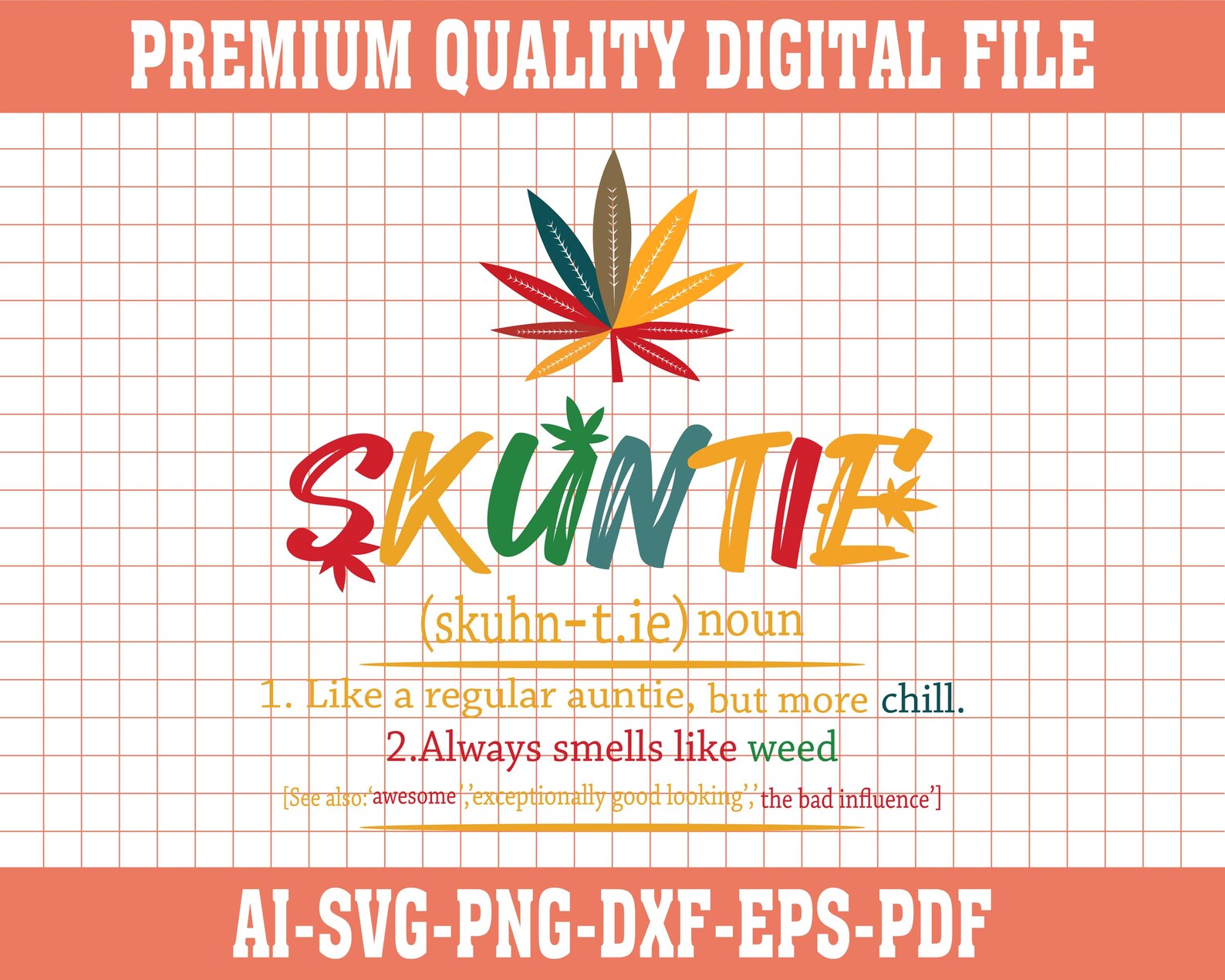 Retro Vintage Skuntie Definition SVG | Funny Auntie Weed SVG | Sassy ...