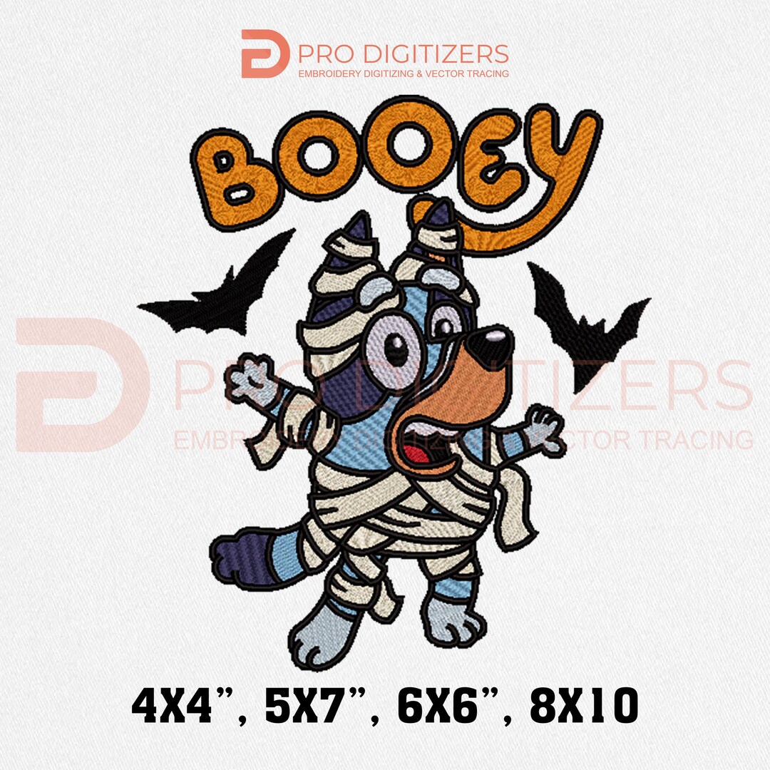 Bluey Mummy Halloween Embroidery Design | Cartoon Skeleton (machine ...