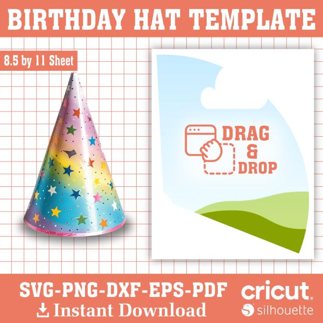Canva Editable Party Hat Template | Birthday Hat SVG PNG | Blank No ...