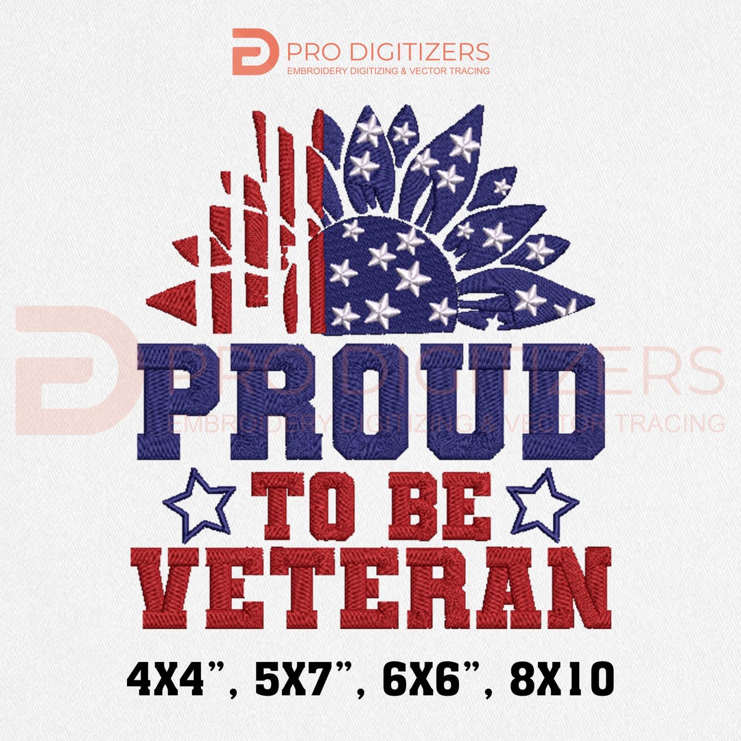 USA Flag Veteran Embroidery Design | Patriotic Machine Stitch File - Etsy