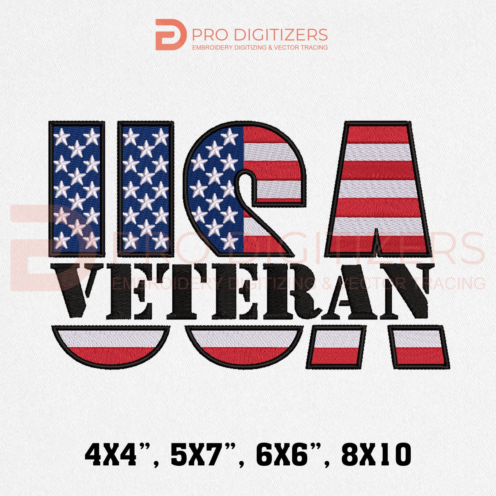 USA Veteran Flag Embroidery Design | Patriotic Military Stitch File - Etsy