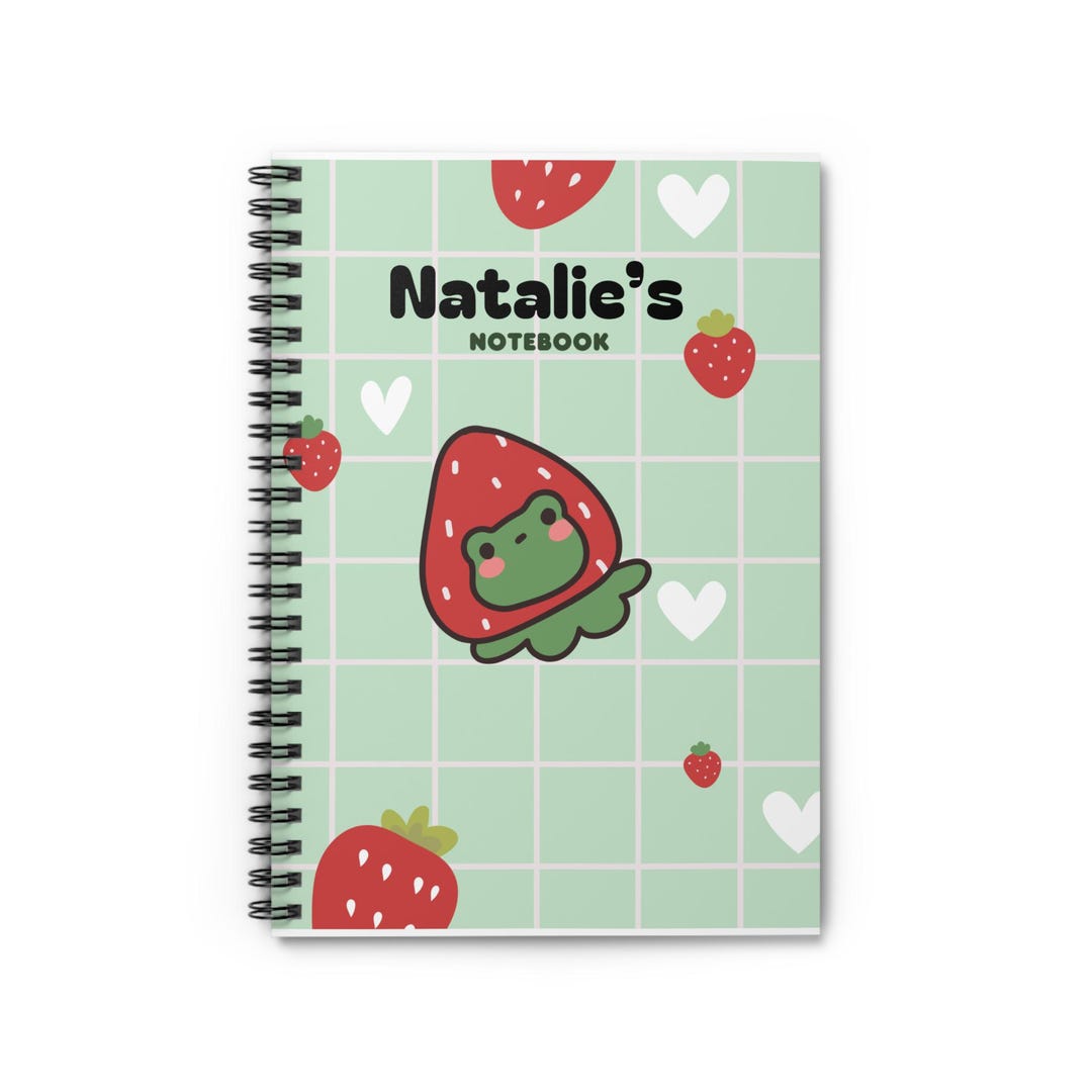 Cute Strawberry Frog Spiral Notebook, Personalized Journal, Back to ...