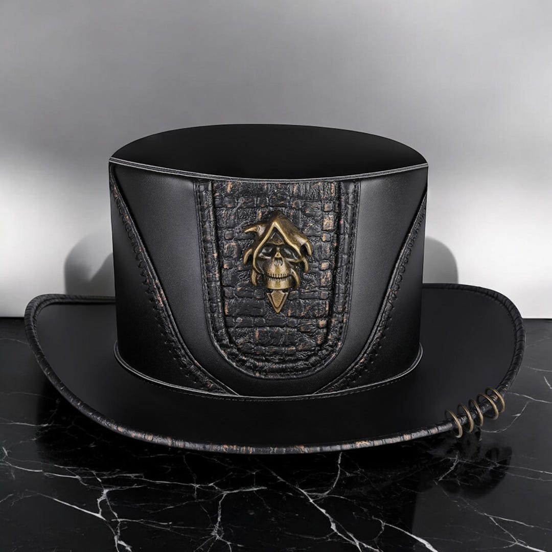 Medieval Black Leather Hat - Cosplay Hat-plague Doctor Hat - Alchemist ...