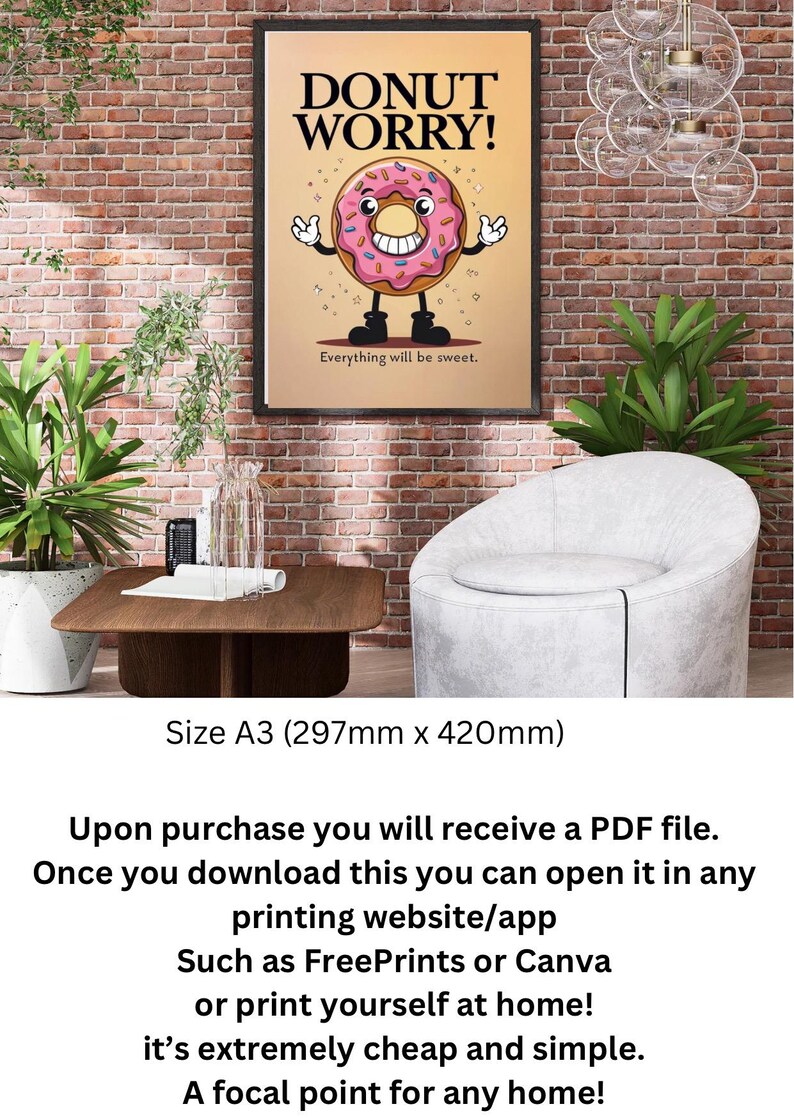 Donut Worry Poster/ Food Posters/ Digital Prints/ Funny Prints - Etsy