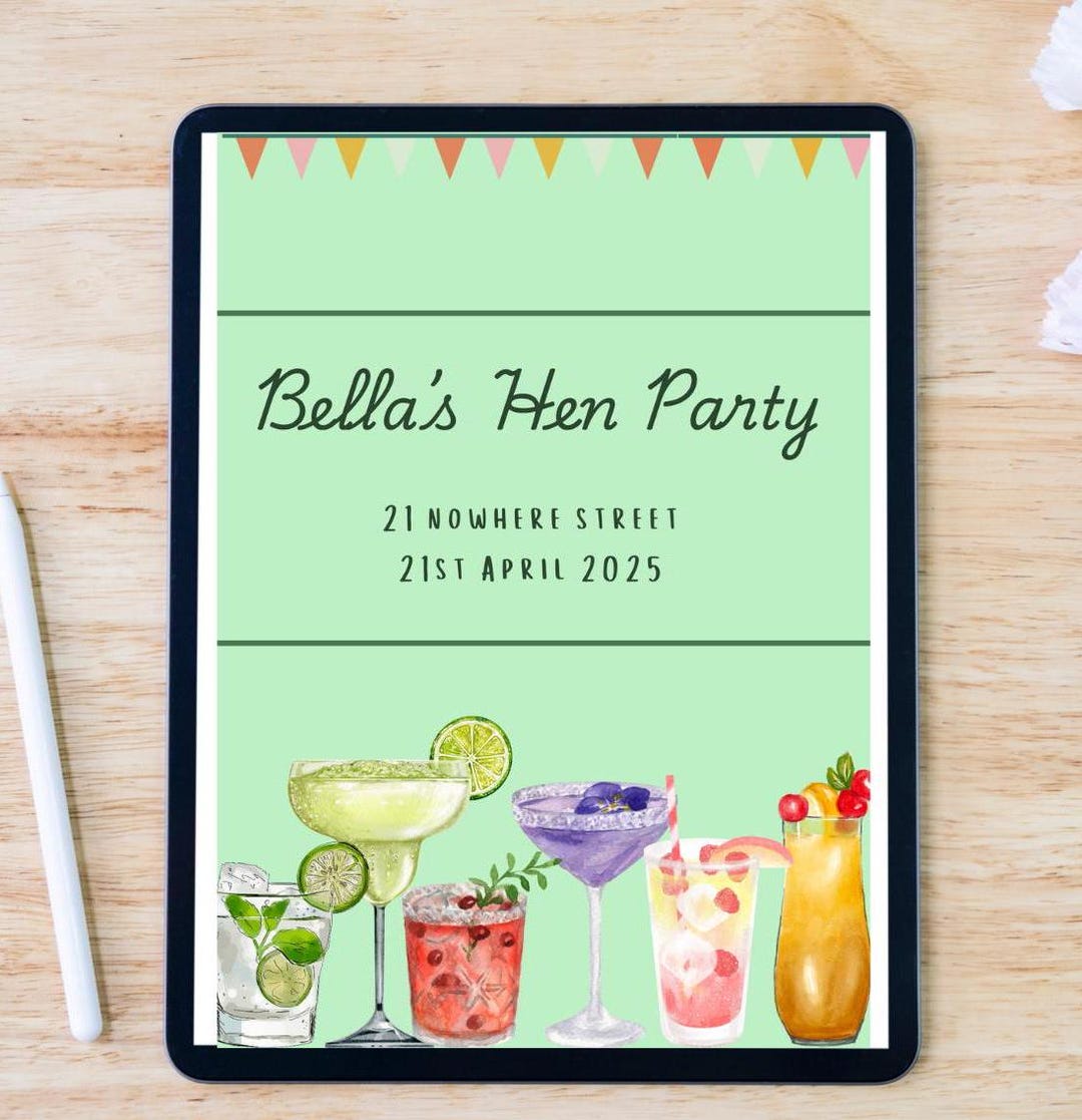 E-invite Hen Do/ Hen Party Invitation/ Hen Do Invite/personalised Hen ...