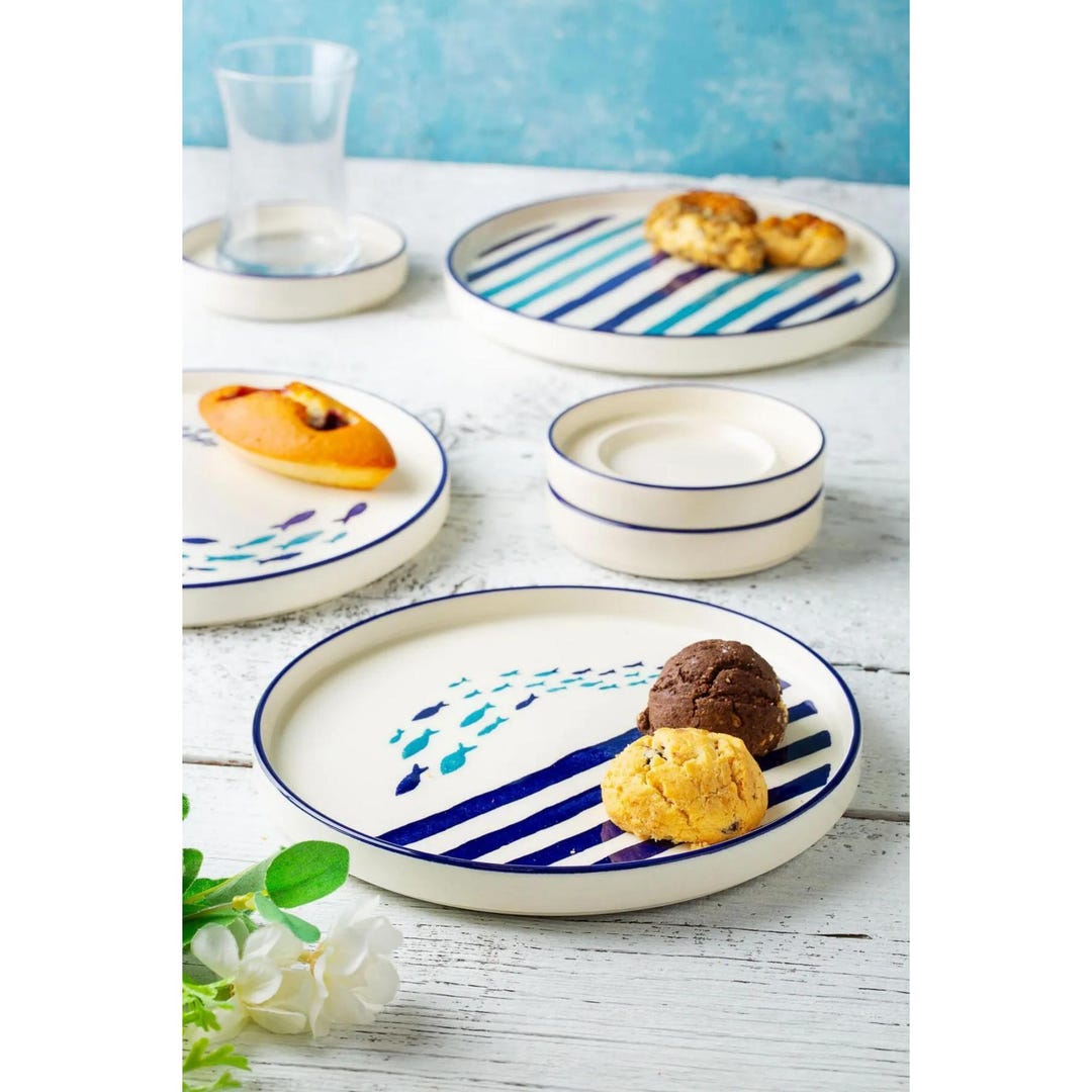 Marine-inspired 18-piece Stackable Breakfast & Tea Set for 6 People ...