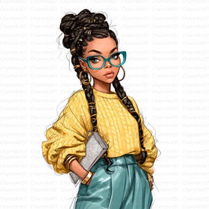 Black Girl Clipart: Watercolor Afro Art, Junk Journal Graphics (digital ...