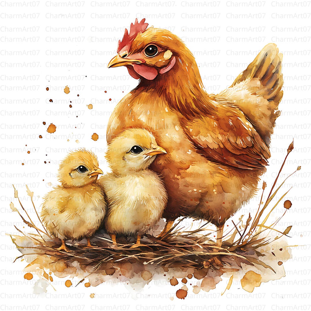 13 Chicken Clipart, Rooster Clipart, Hen Clipart, Watercolor Chicken ...