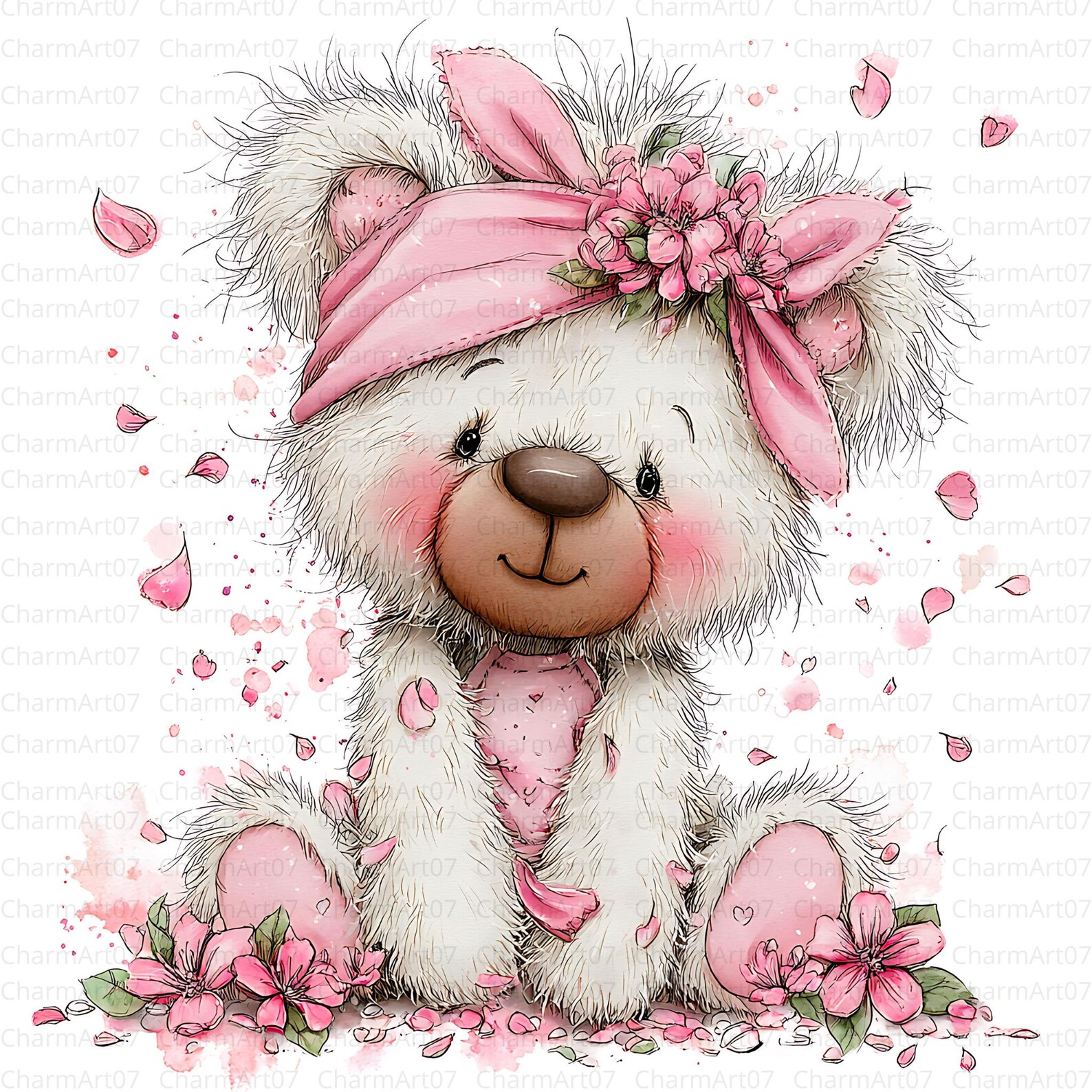 20 Watercolor Valentine Teddy Bear Clipart, Soft Pastel Love Bears ...