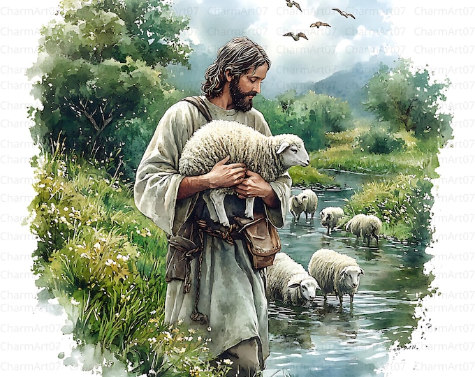 24 Paquete de imágenes prediseñadas de Jesús pastoreando ovejas, Jesús ...