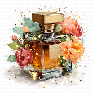 20 Floral Perfume Bottle Clipart: Watercolor Perfumes Set (digital ...