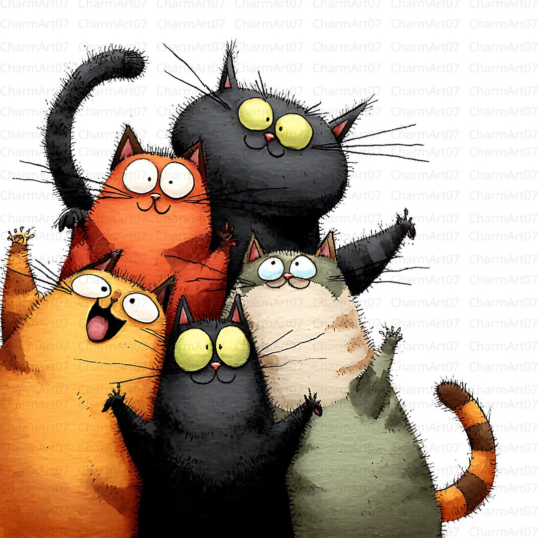 Watercolor Cat Clipart: Whimsical Kitten Art for Junk Journals (digital ...