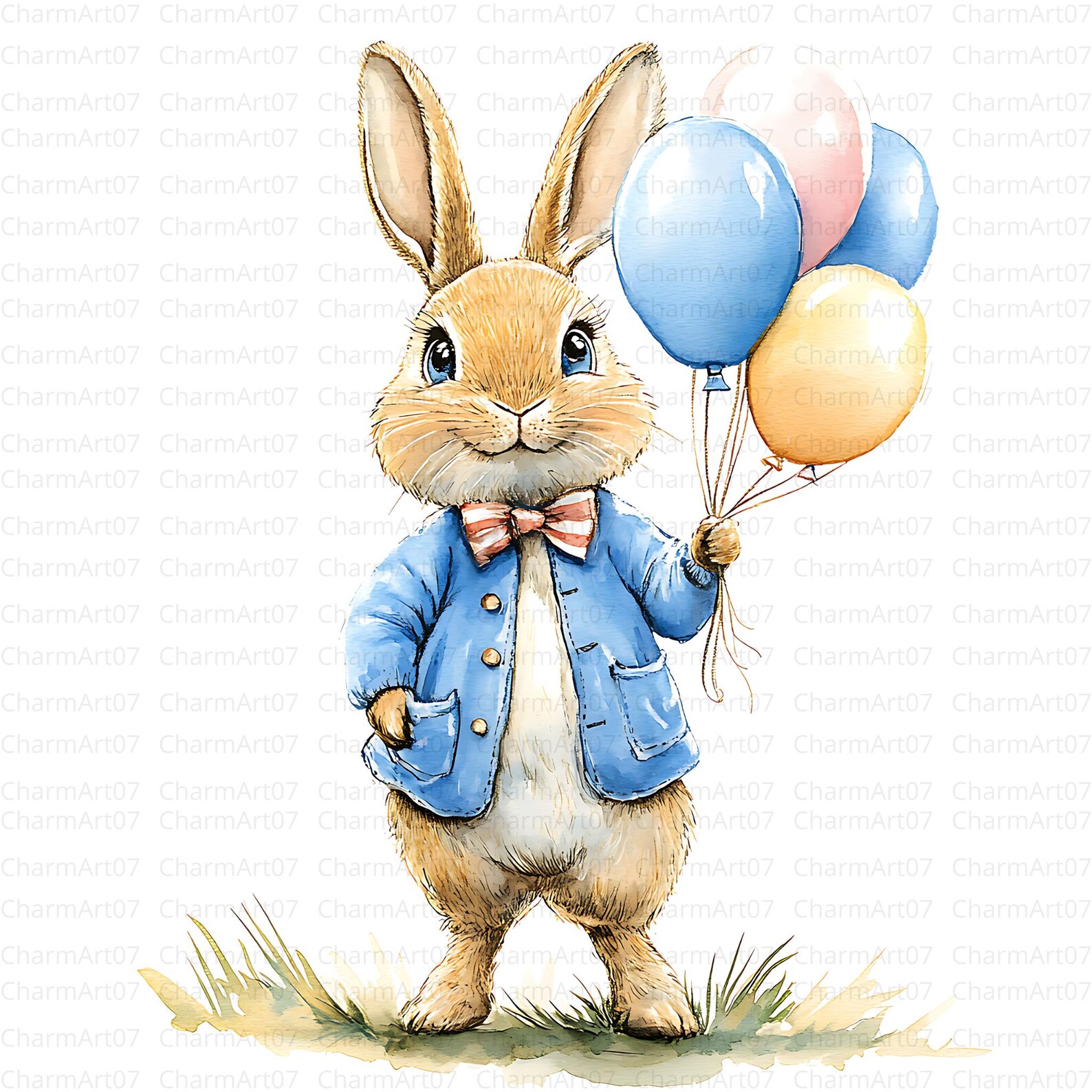 20 Peter Rabbit With Balloons, Beatrix Potter Style, High Quality JPG ...