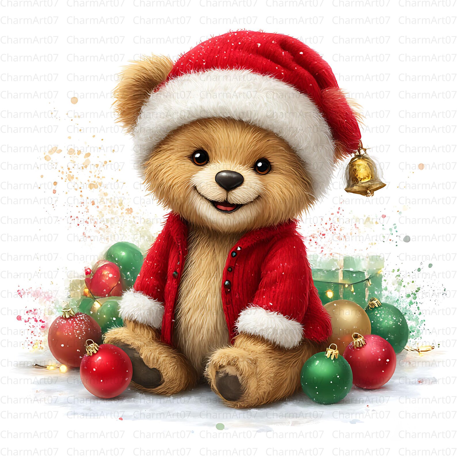 Christmas Teddy Bear Clipart: Whimsical Holiday Illustrations (JPG ...