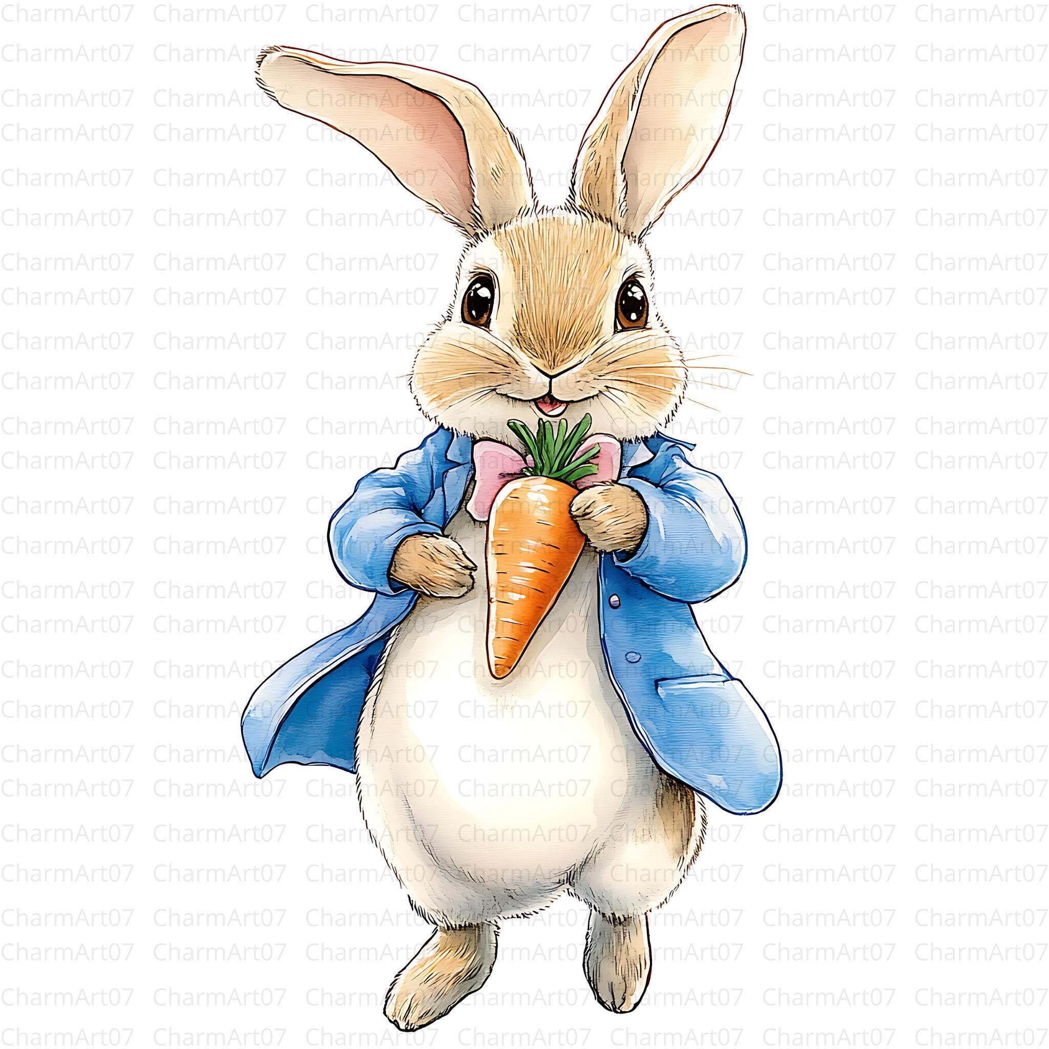 16 Peter Rabbit & Carrot Clipart, Beatrix Potter Style, High Quality ...