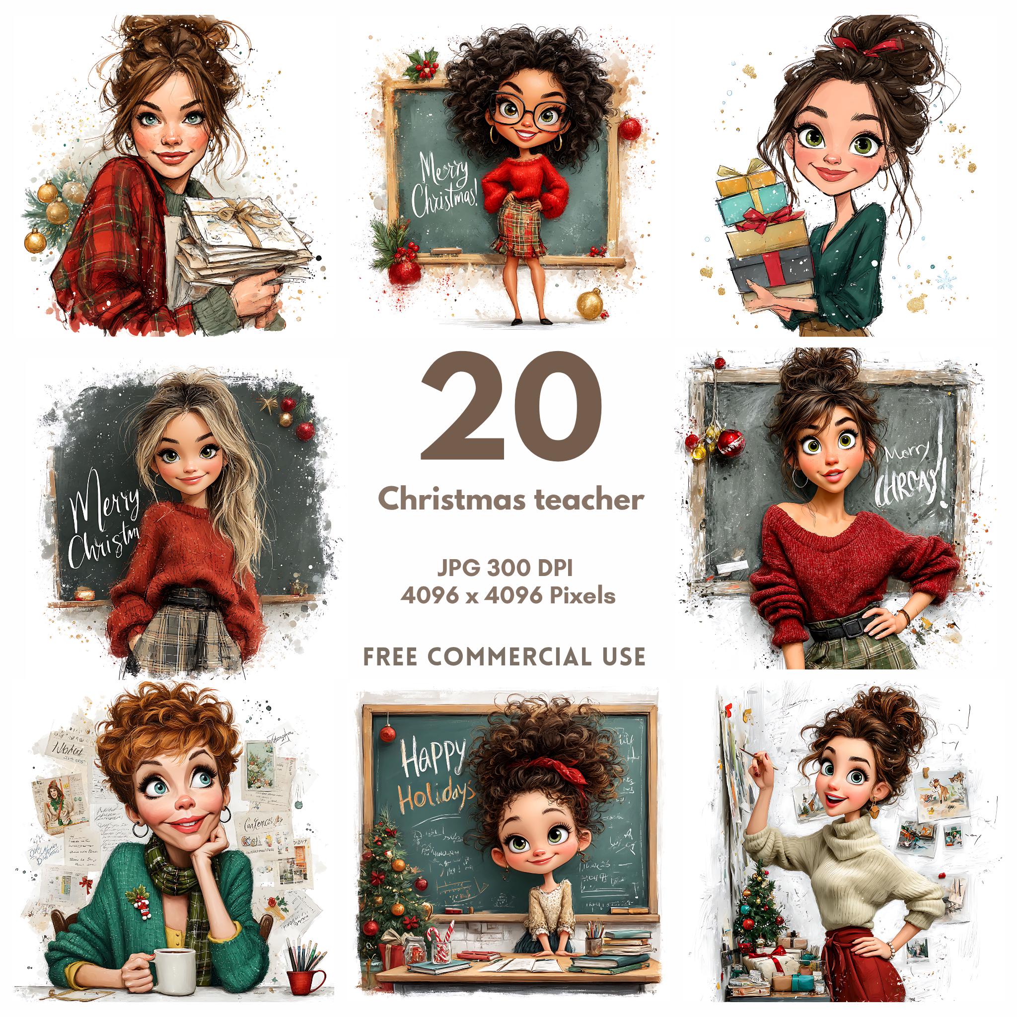 20 Christmas Teacher Clipart Bundle: School Graphics (digital Download ...