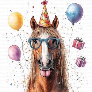 20 Funny Horse Birthday Clipart, Farm Animals Clipart, Quirky Horse ...