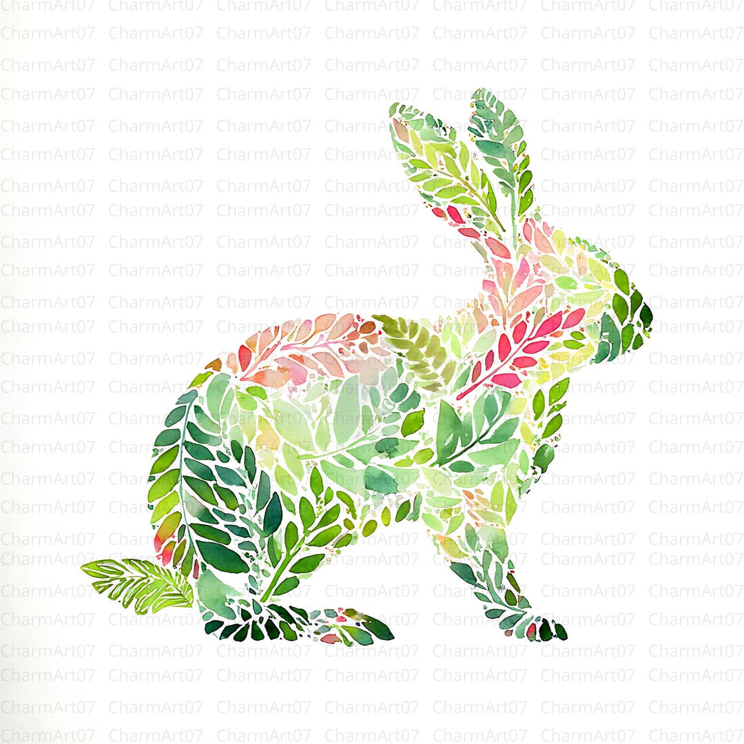 30 Floral Bunny Clipart Bundle, Vintage Easter Rabbits (digital ...
