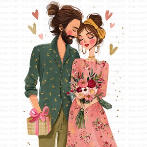 Valentine's Couple Clipart: Valentine's Day Love Graphics ( Digital ...