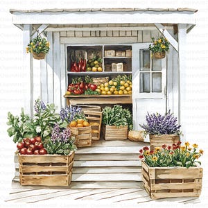 Watercolor Farmers Market Clipart: Fruits, Vegetables (instant Download ...