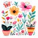 20 Cute Whimsical Flower Clipart, Row of Flowers Clipart, High Res JPG ...