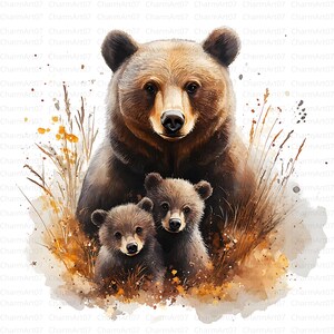 Mother Bear and Cubs Watercolor Clipart (digital Download) - Etsy