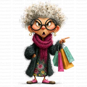 18 Grumpy Old Lady Clipart, Funny Old Ladies Clipart, High-quality Jpgs ...