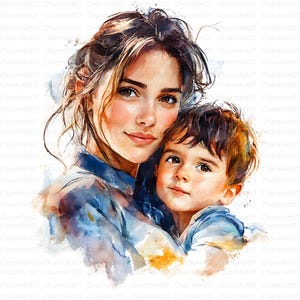 18 Watercolor Clipart Mother and Child, Mother's Day Card, Printable ...