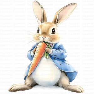 16 Peter Rabbit & Carrot Clipart, Beatrix Potter Style, High Quality ...