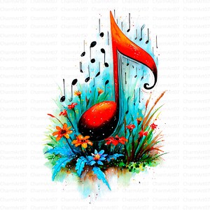 Watercolor Music Notes Clipart, 18 Music Wall Art, Music Note ...