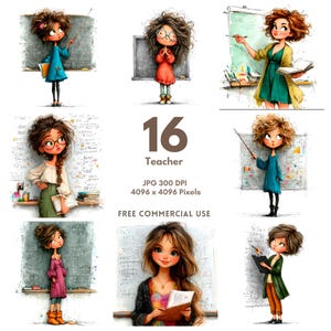 Watercolor Teacher Clipart: School Graphics (digital Download JPG Files ...