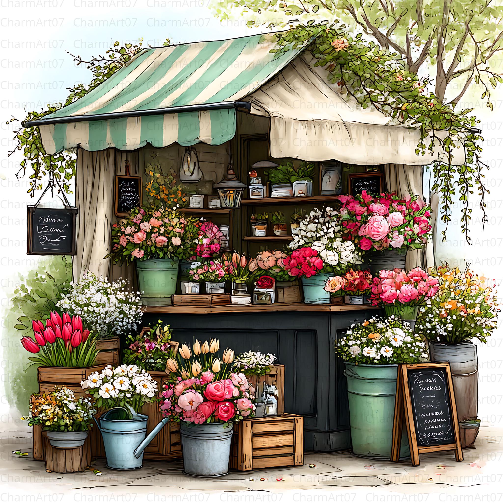 15 Flower Shop Clipart, Watercolor Floral Market (jpgs) - Etsy