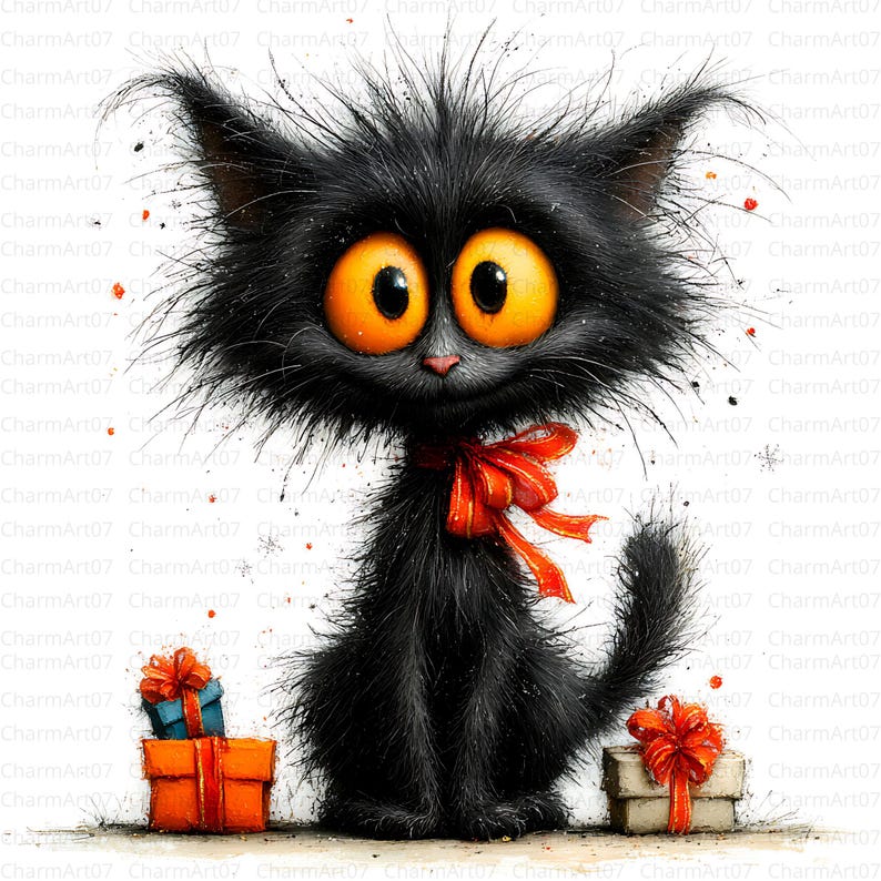 Christmas Cat Clipart Set: 19 Watercolor Kitten Illustrations (digital ...