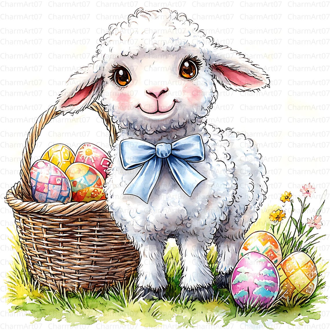 20 Easter Lamb Clipart, Printable Watercolor Clipart , High Quality JPG ...