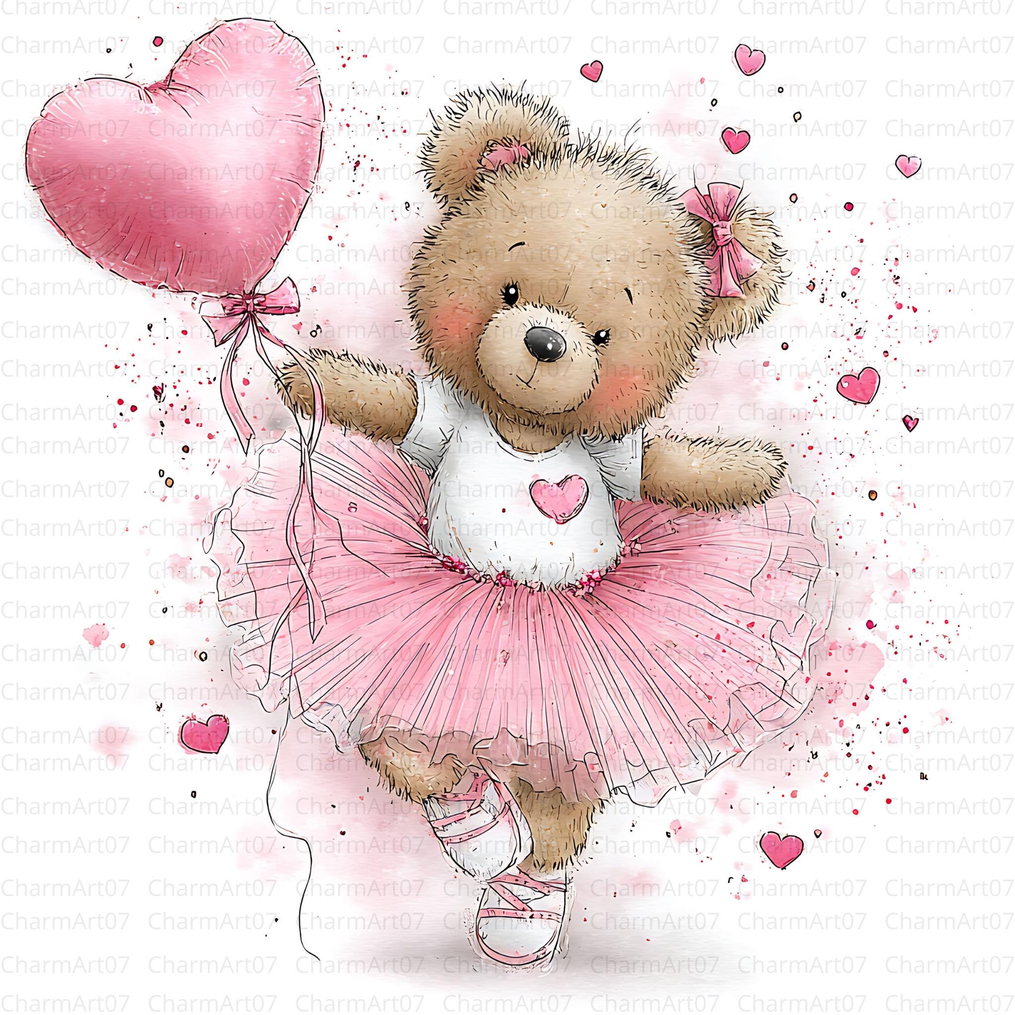20 Watercolor Valentine Teddy Bear Clipart, Soft Pastel Love Bears ...